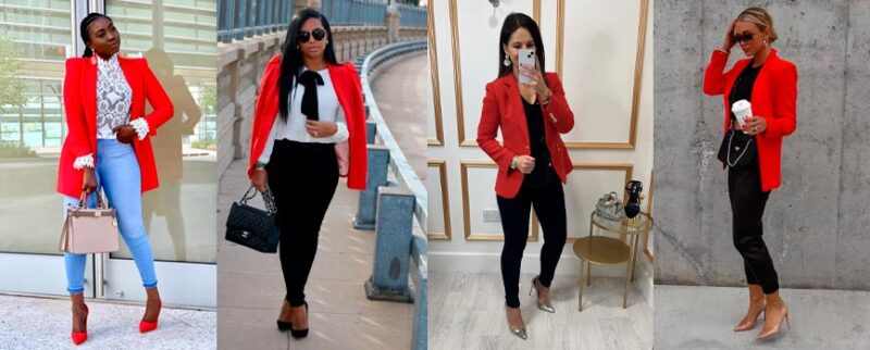 Ideas de outfits para combinar una blazer de mujer de color rojo | Blog Druni